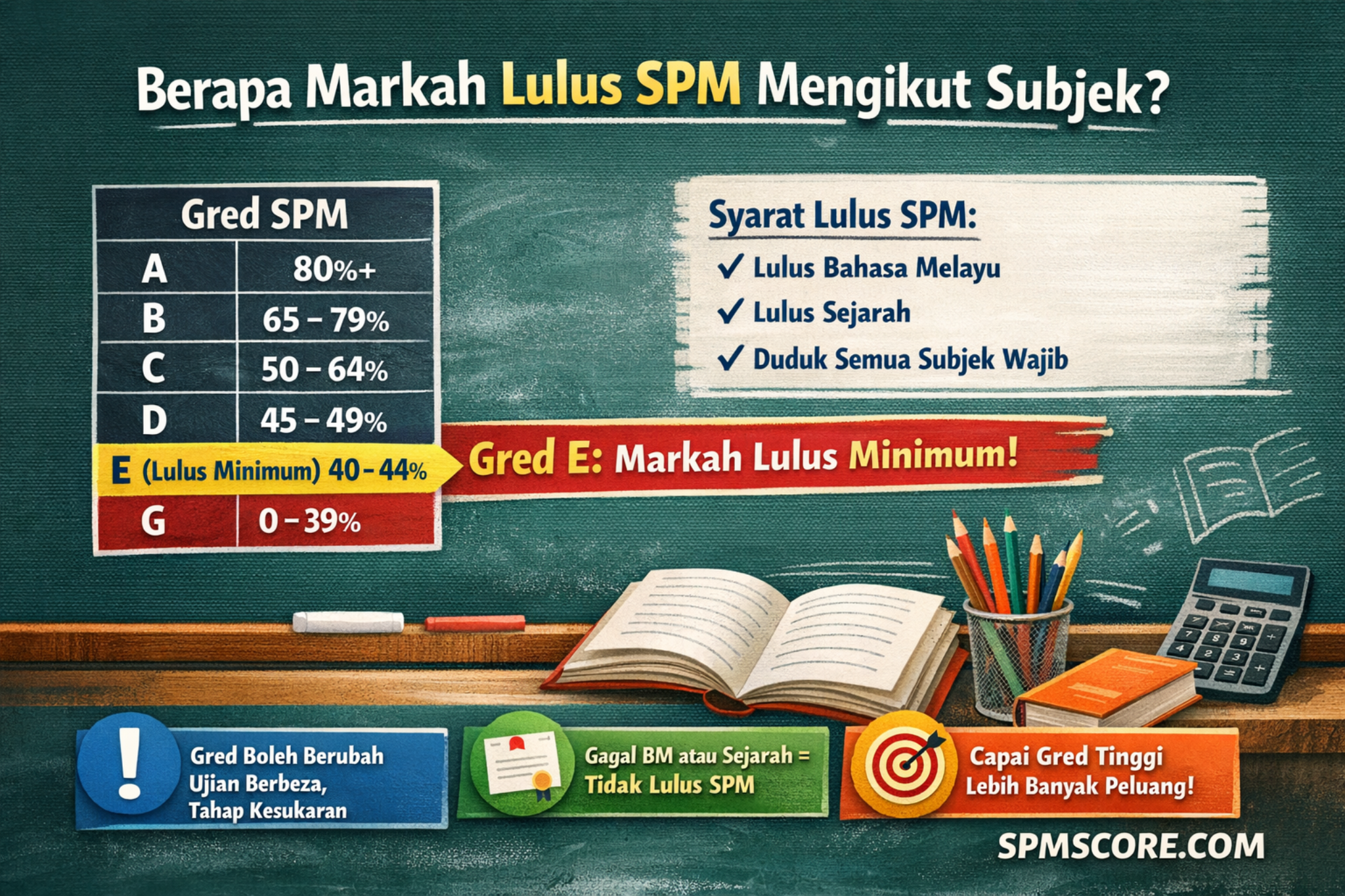 Berapa Markah Lulus SPM Mengikut Subjek? - Spmscore.com